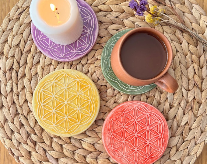 Iznik Turkish Tile Coasters- Set of 4 - Etsy