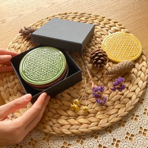 Green Ceramic Coasters | Perfect for Thanksgiving Dinner | Set of 4 or ...