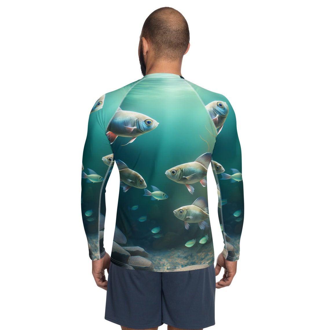Mens School of Fish Athletic Fit Premium Rash Guard Upf 50+ - Etsy