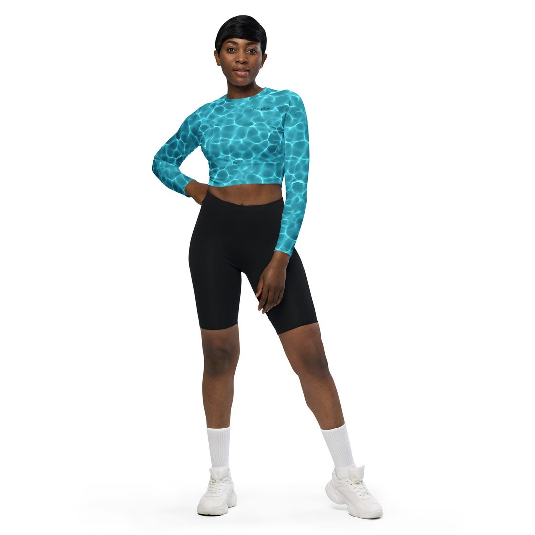 Aqua Waters Recycled Long Sleeve Crop Swim Top Rash Guard Upf 50+ - Etsy