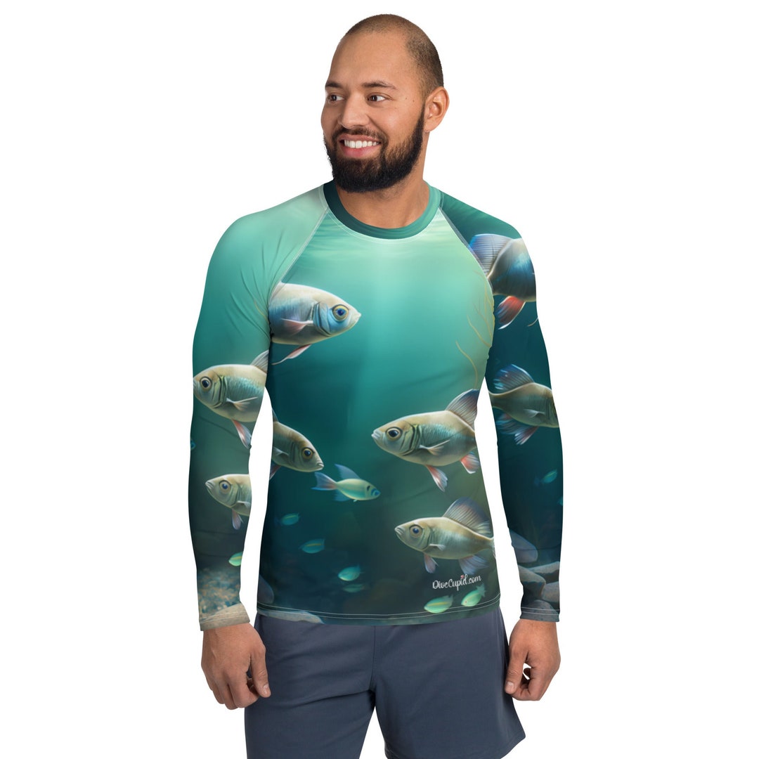 Mens School of Fish Athletic Fit Premium Rash Guard Upf 50+ - Etsy
