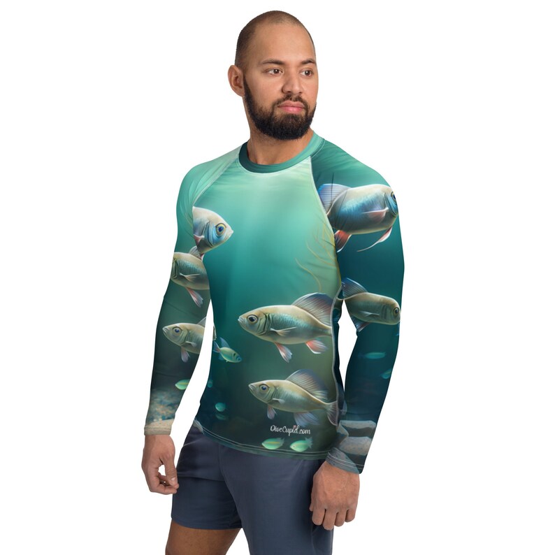 Mens School of Fish Athletic Fit Premium Rash Guard Upf 50+ - Etsy