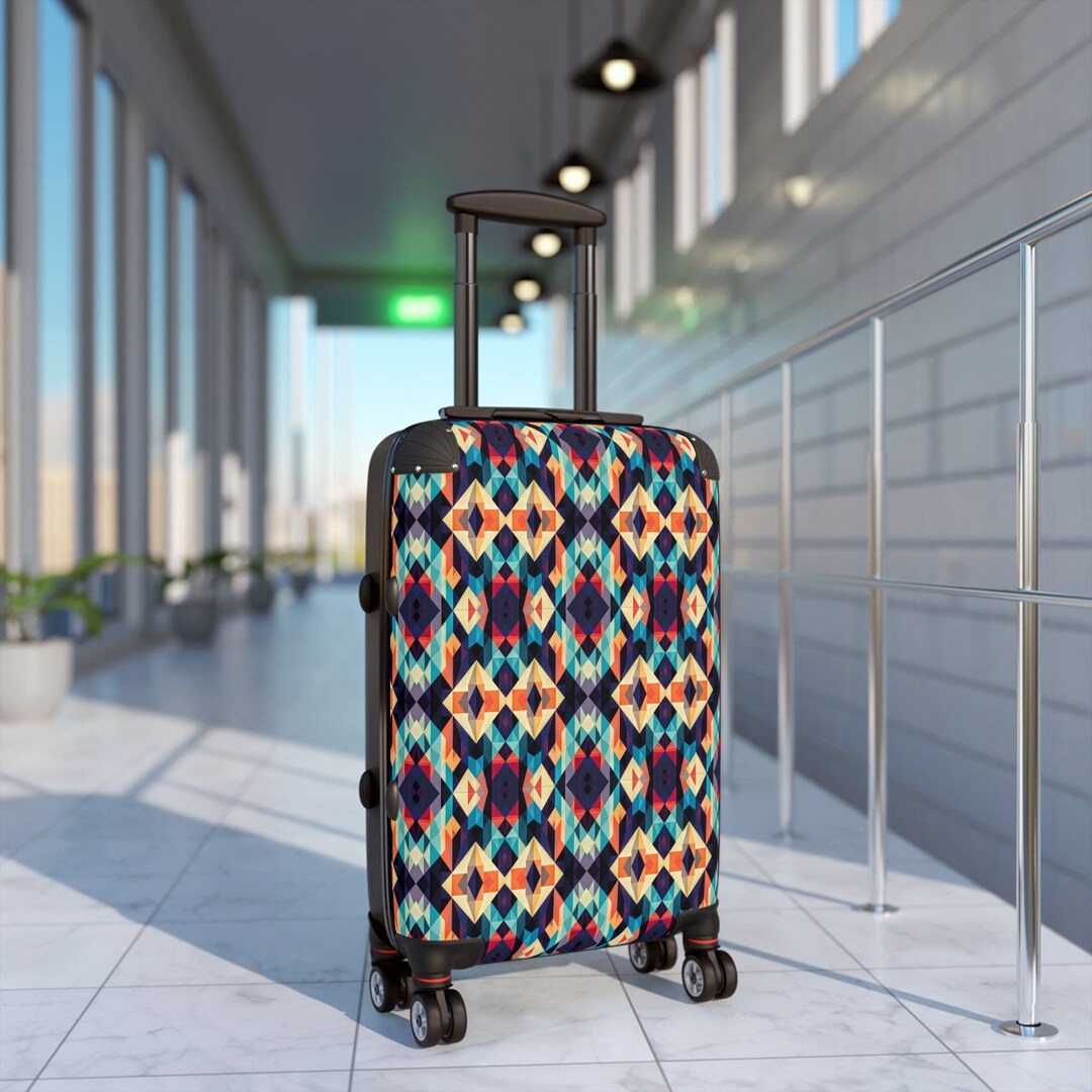 Colorful Diamond Shape Grid Pattern Design Suitcase - Etsy