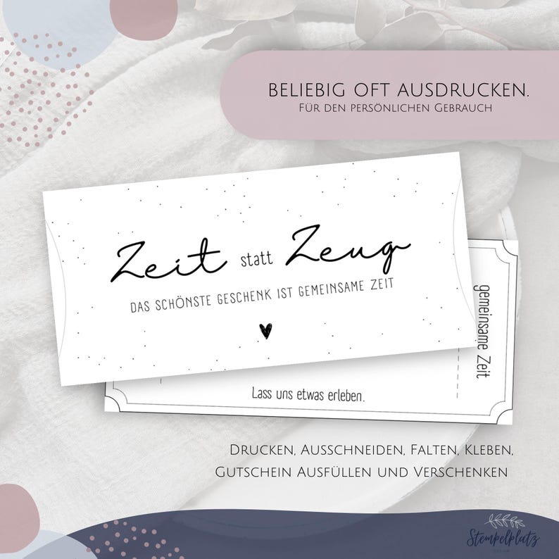 Gutschein Zeit Statt Zeug Zum Ausdrucken / Last Minute Geschenkidee ...