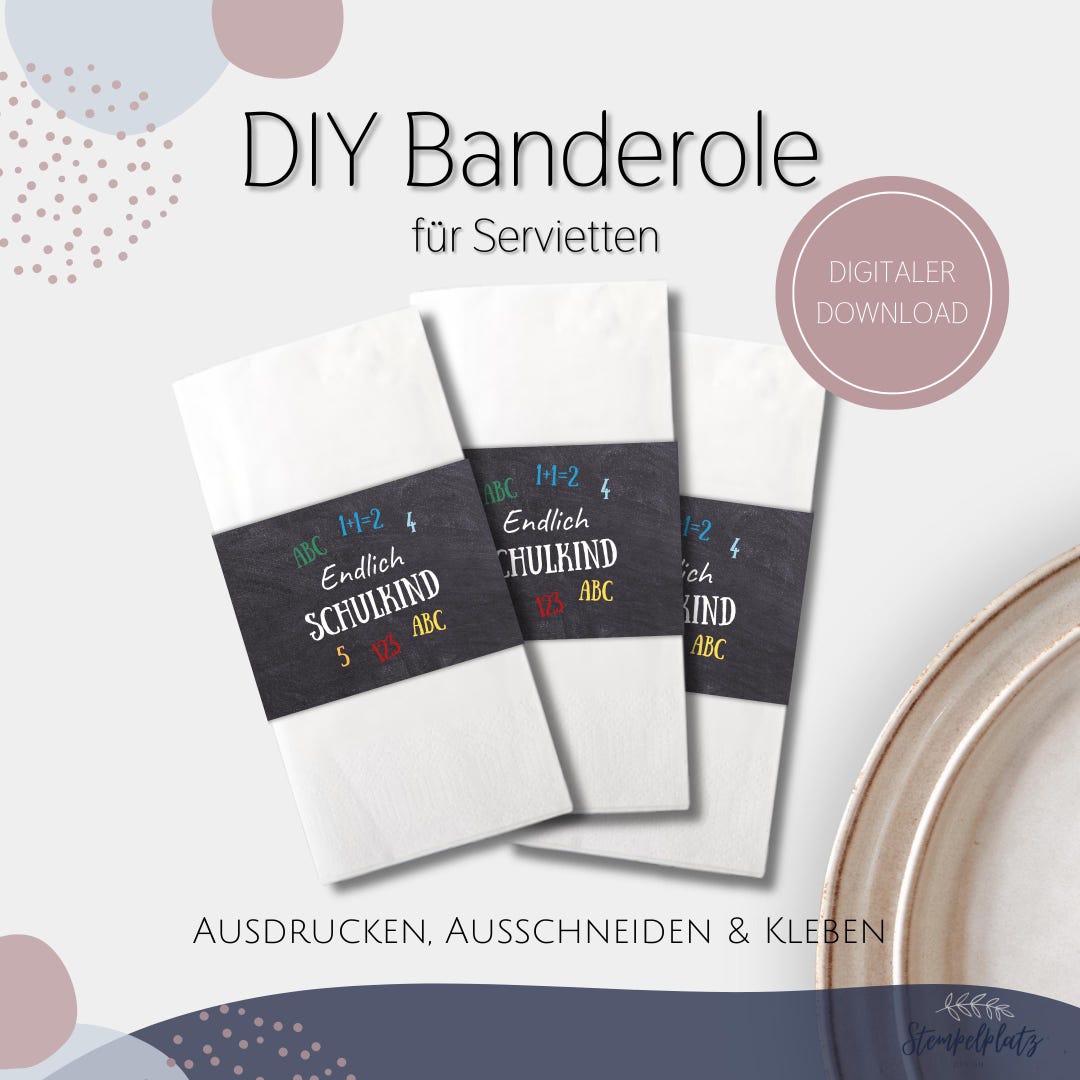 Napkin Banderole School Enrollment / Table Decoration Craft Template - Etsy