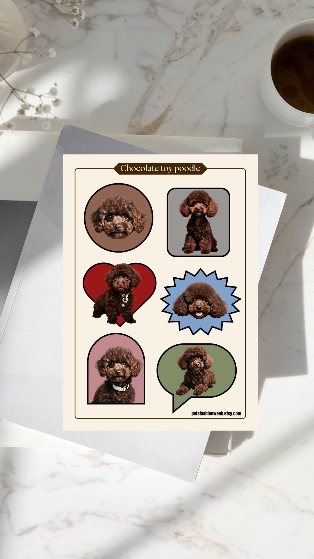 BROWN TOY POODLE Stickers - Chocolate Poodle - Deco, Gift - Digital ...