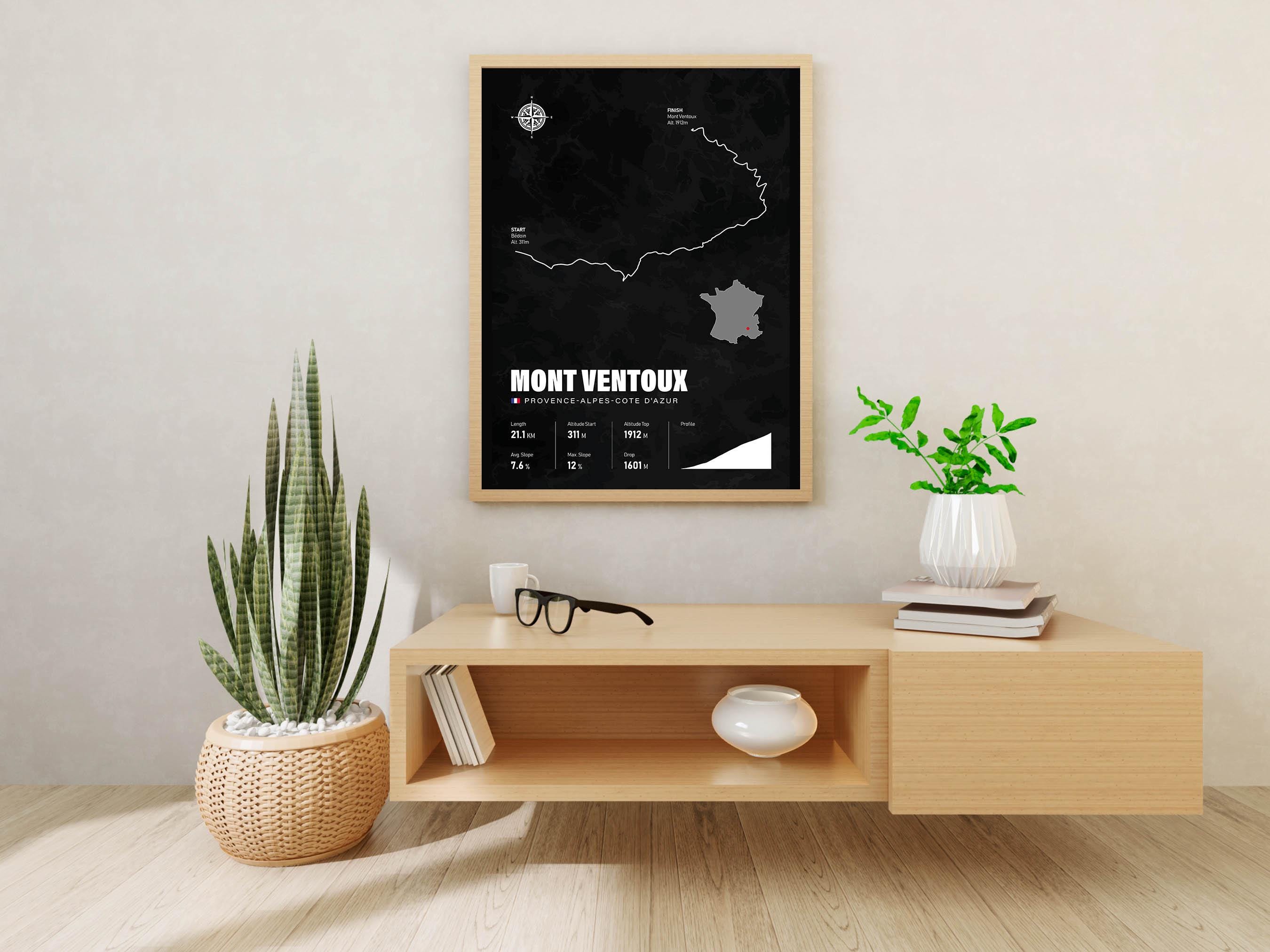 Mont Ventoux Cycling Poster | Iconic Climb Wall Art | Tour De France ...
