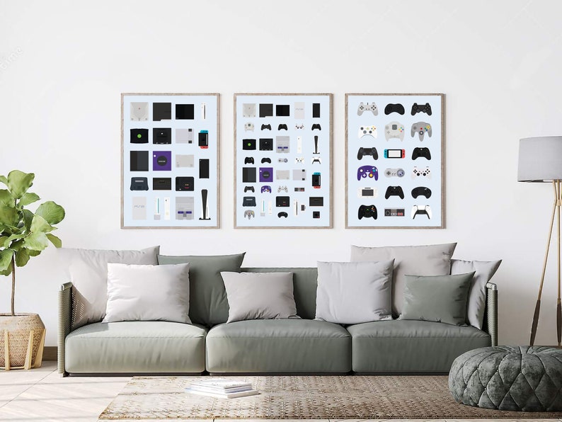 Gaming Console and Controller Poster Consoles & Controllers Retro Game ...