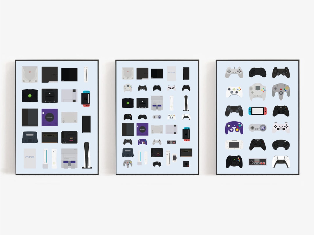 Gaming Console and Controller Poster - Consoles & Controllers - Retro ...