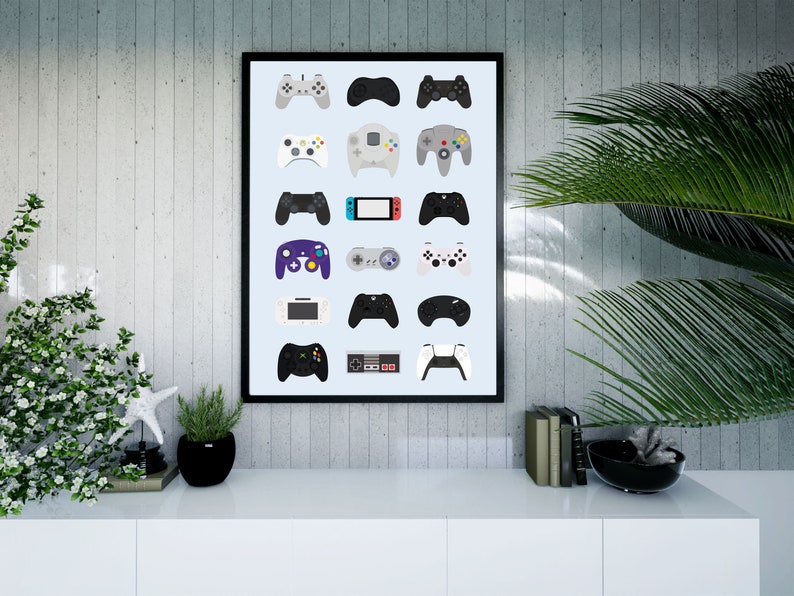 Gaming Controller Poster Video Game Controllers Game Room - Etsy