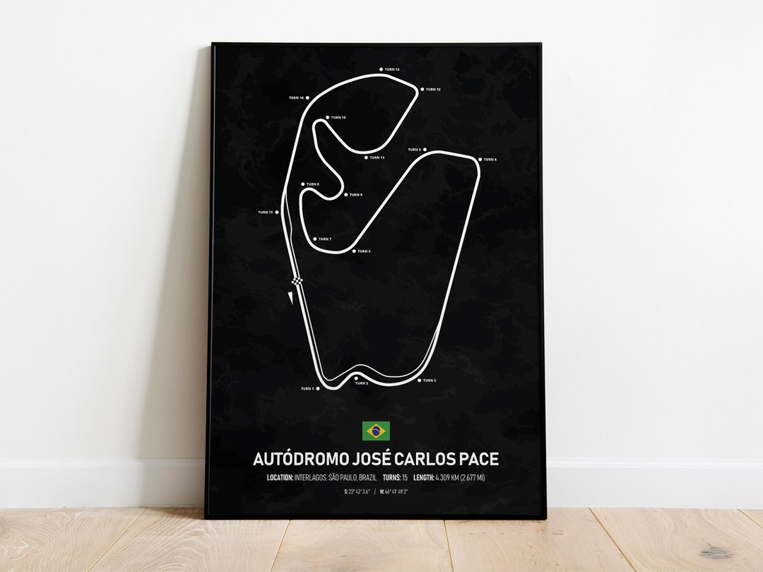 F1 Circuit Autódromo José Carlos Pace Poster - Interlagos, São Paulo ...