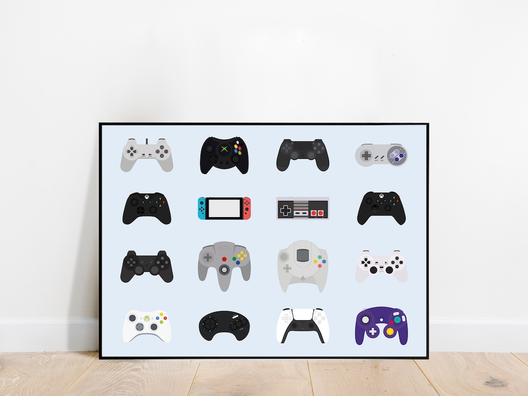 Gaming Controller Poster - Horizontal - Video Game Controllers - Game ...