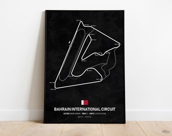 Bahrain International Circuit, Grand Prix Layout Track Map for Poster ...
