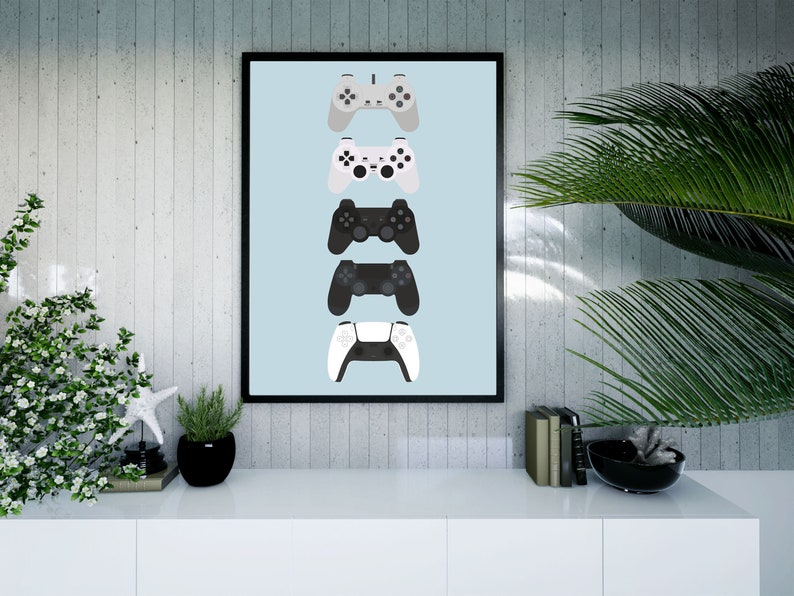 Gaming Controller Wall Art - Video Game Controllers - Retro Gaming Art ...