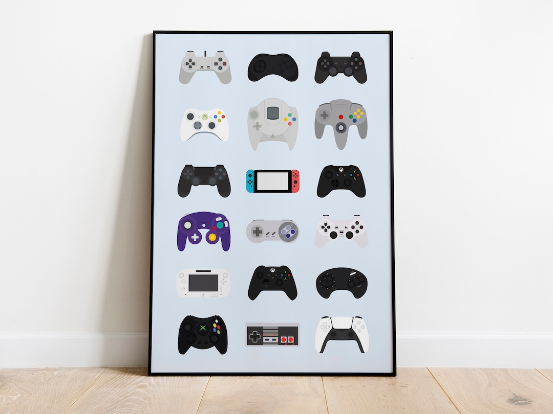 Gaming Controller Poster - Video Game Controllers - Game Room Decor ...