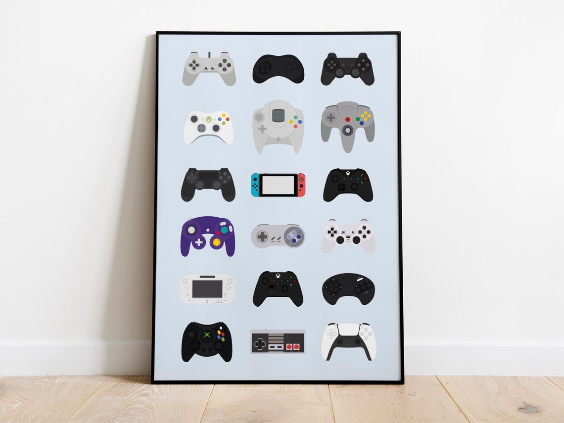Gaming Controller Poster Video Game Controllers Game Room - Etsy