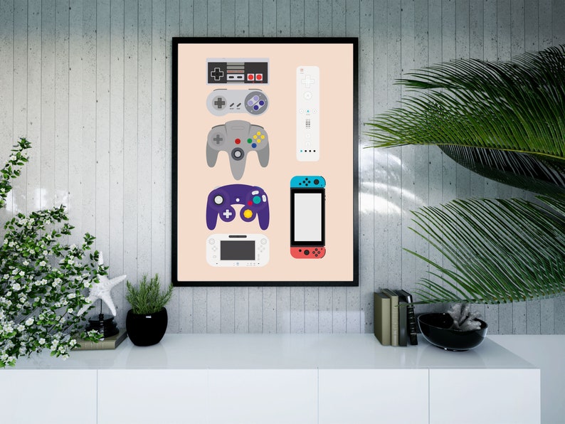 Gaming Controller Poster Video Game Controllers Retro - Etsy