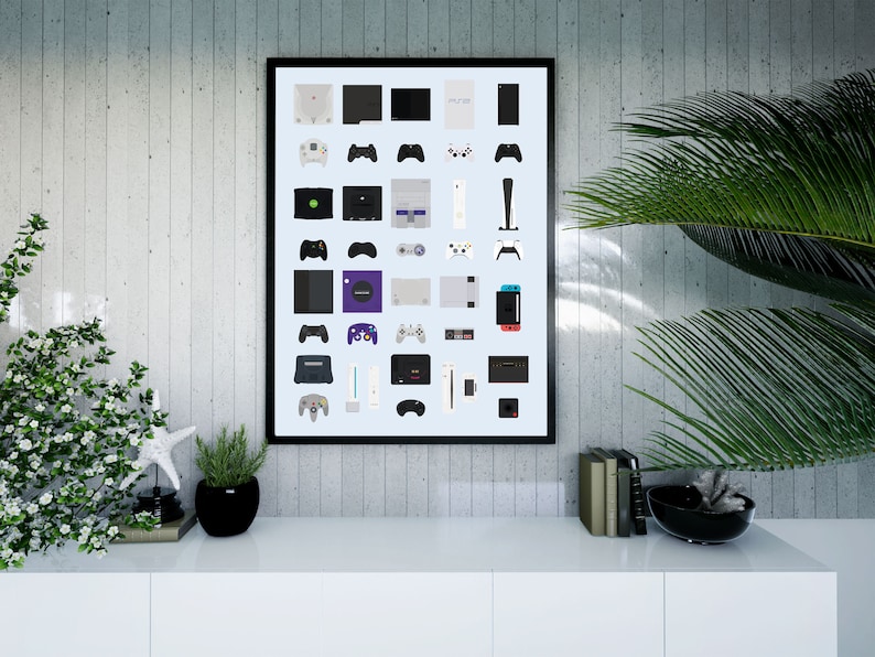 Gaming Console and Controller Poster - Video Game Console - Video Game ...