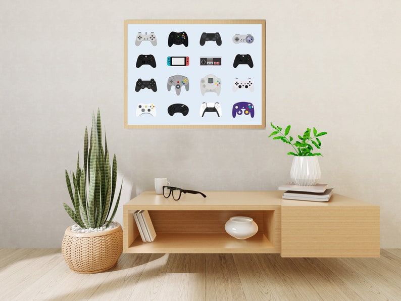 Gaming Controller Poster Horizontal Video Game Controllers - Etsy