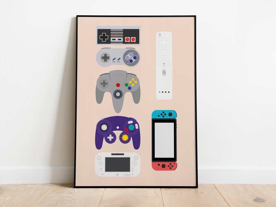 Gaming Controller Poster - Video Game Controllers - Retro Gaming Art ...