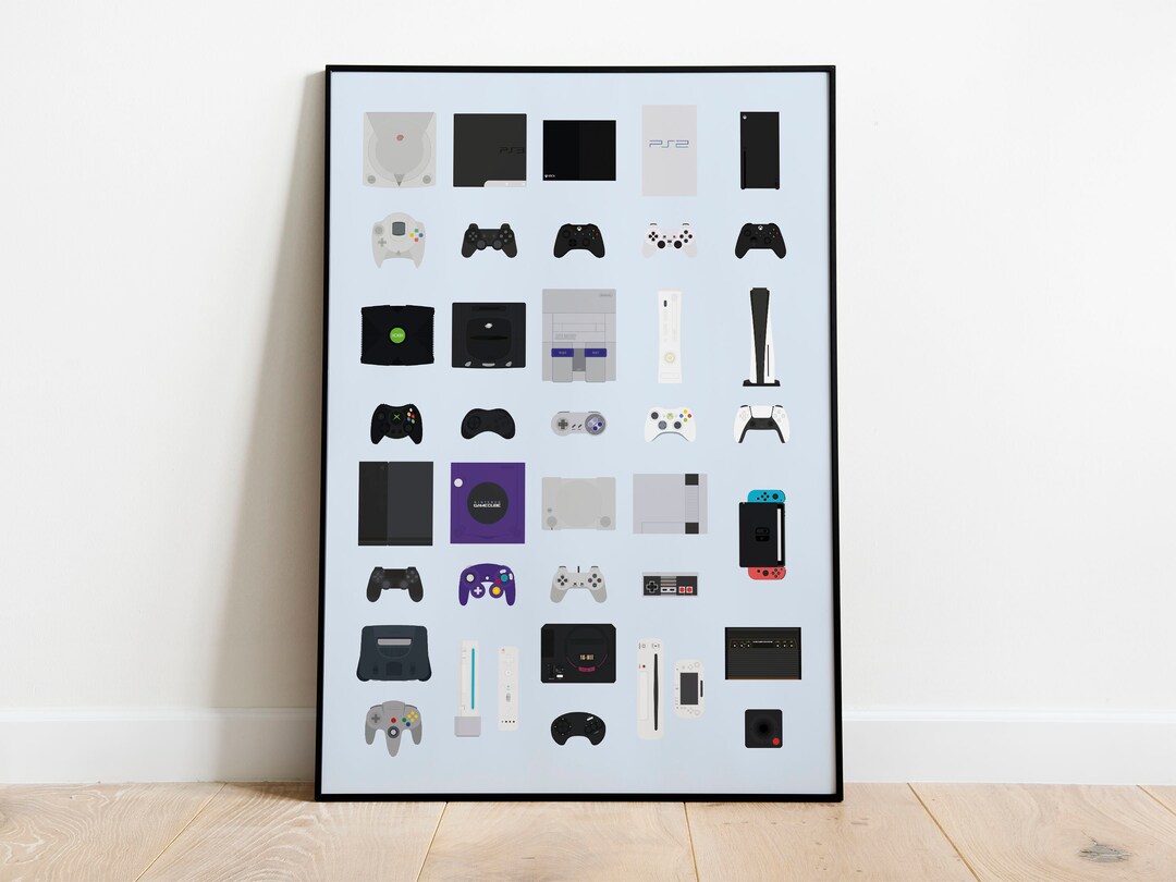 Gaming Console and Controller Poster - Video Game Console - Video Game ...