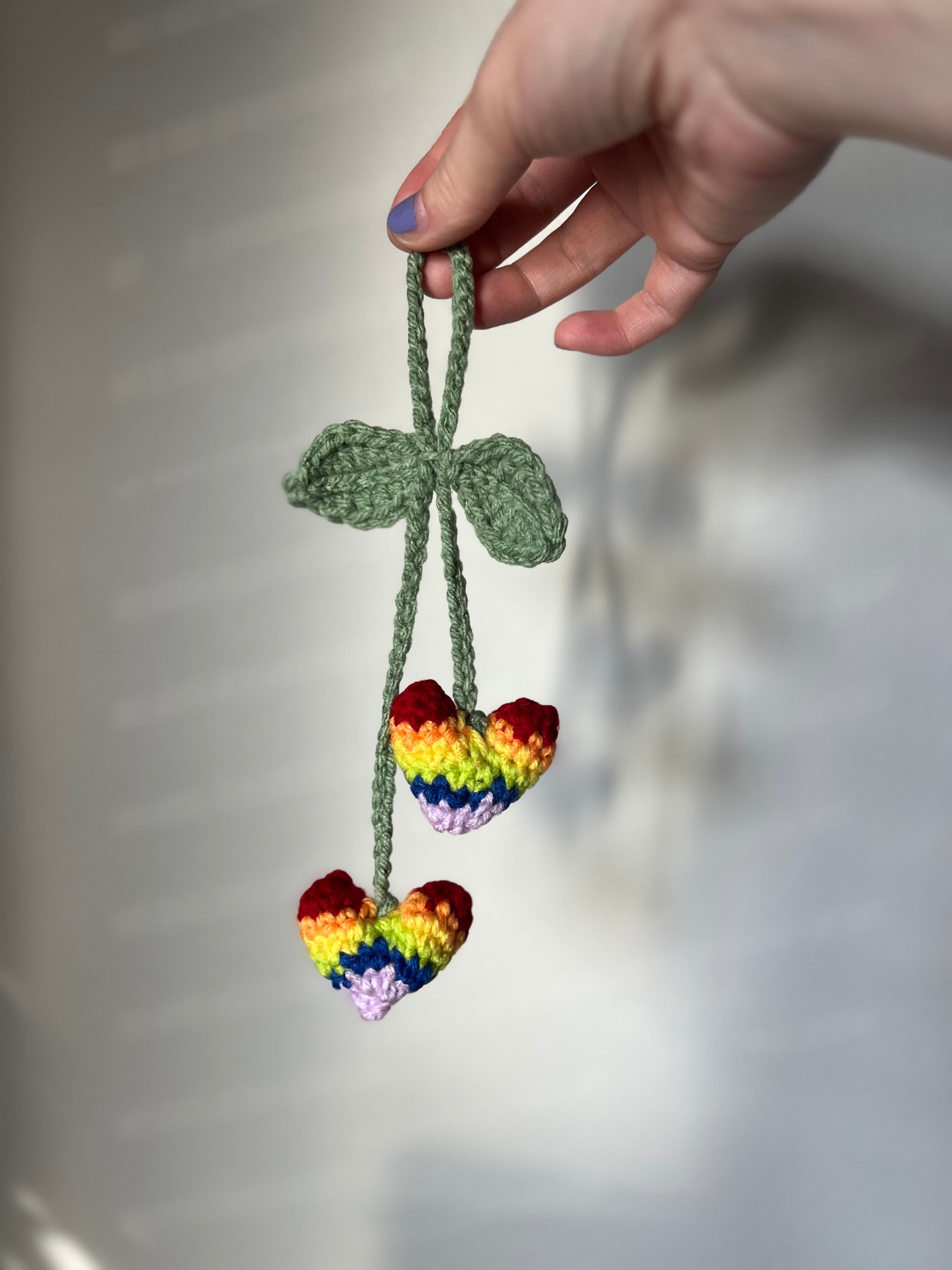Rainbow Cherry Heart Car Charm/ Bag Charm - Etsy