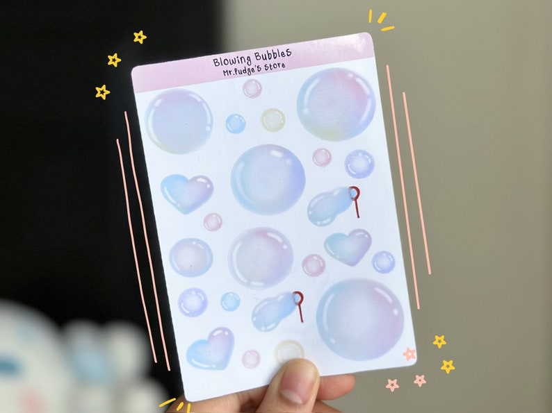 Blowing Bubbles Sticker Sheet Kawaii Cute for Bullet Journaling ...