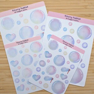 Blue Pink Bubble Blowing Bubbles Sticker Sheet – Kawaii Pastel Stickers ...