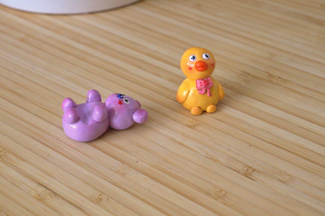 Yellow Duck Desk Friend Cute Duck, Pink Bow, Blush, Polymer Clay, Desk ...
