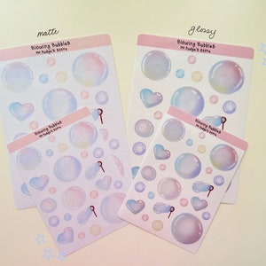 Blowing Bubbles Sticker Sheet – Kawaii Pastel Stickers for Journaling ...
