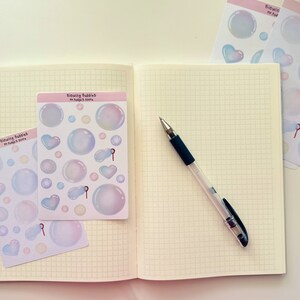 Blue Pink Bubble Blowing Bubbles Sticker Sheet – Kawaii Pastel Stickers ...