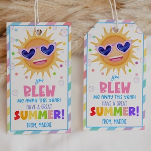 Printable End of School Year Have a Great Summer Gift Tag, You Blew Me ...