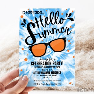 Editable End of School Party Invitation, Tie Dye so Long School ...