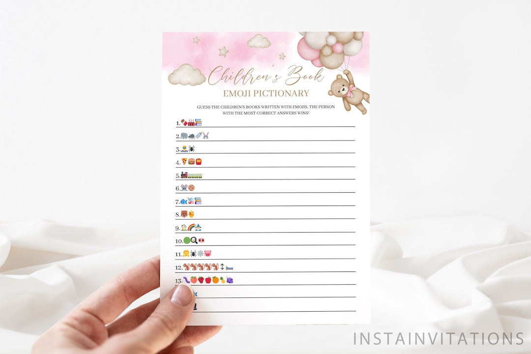 Childrens Book Emoji Pictionary Baby Shower Game Teddy Bear We Can ...