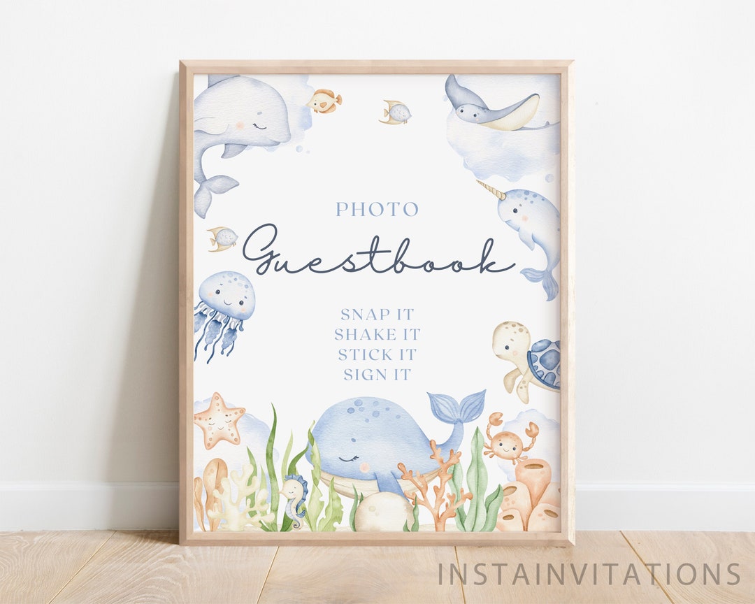 Photo Guestbook Sign, Under the Sea Ocean Animals Baby Shower Birthday ...