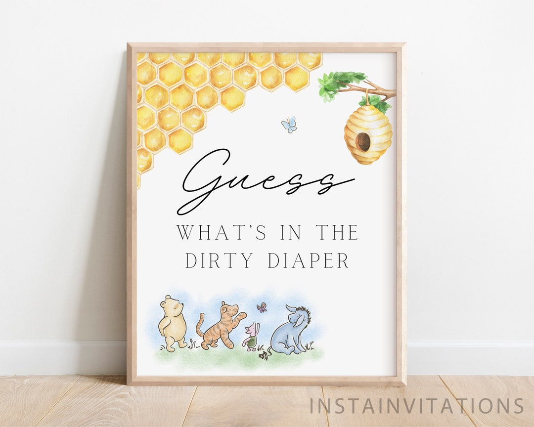 Guess What's in the Dirty Diaper Sign & Card, Classic Winnie the Pooh ...