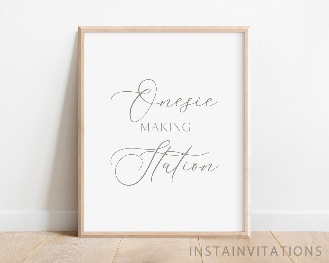Onesie Making Station Sign, Sweet Baby Boy Baby Shower, Olive Green Boy ...