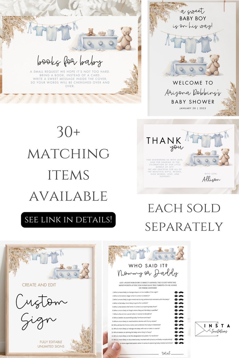 Baby Word Scramble Baby Shower Game, Teddy Bear Boy Baby Shower, Baby ...