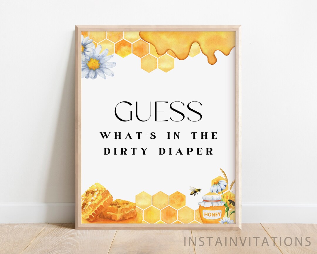 Guess What's in the Dirty Diaper Sign & Card, A Little Honey is on the ...