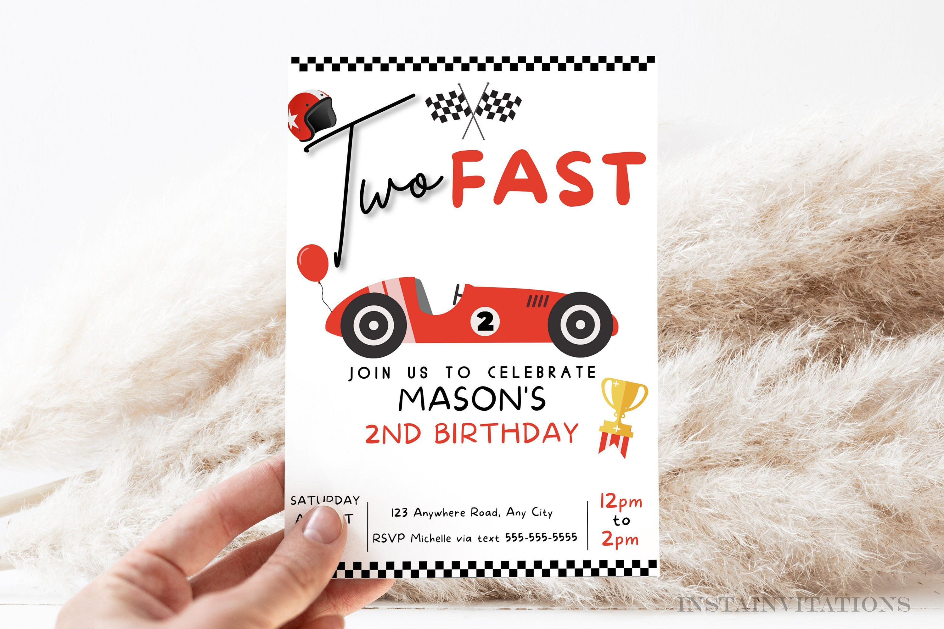 Editable Two Fast Birthday Invitation Two Fast Race Car 2nd - Etsy