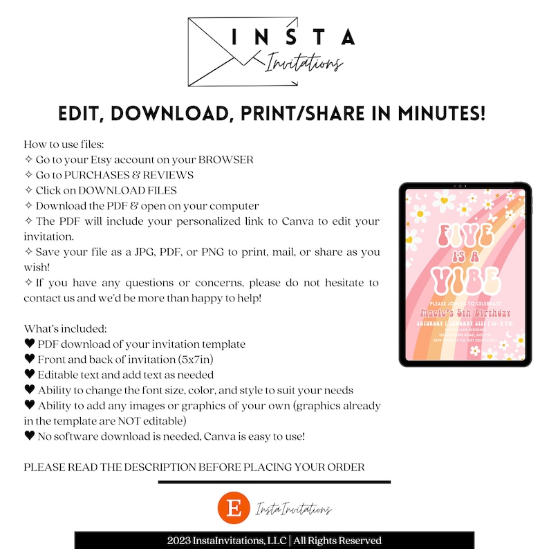 Editable Five is A Vibe Rainbow Groovy Invite 5th Birthday - Etsy Editable Five is A Vibe Rainbow Groovy Invite 5th Birthday - Etsy