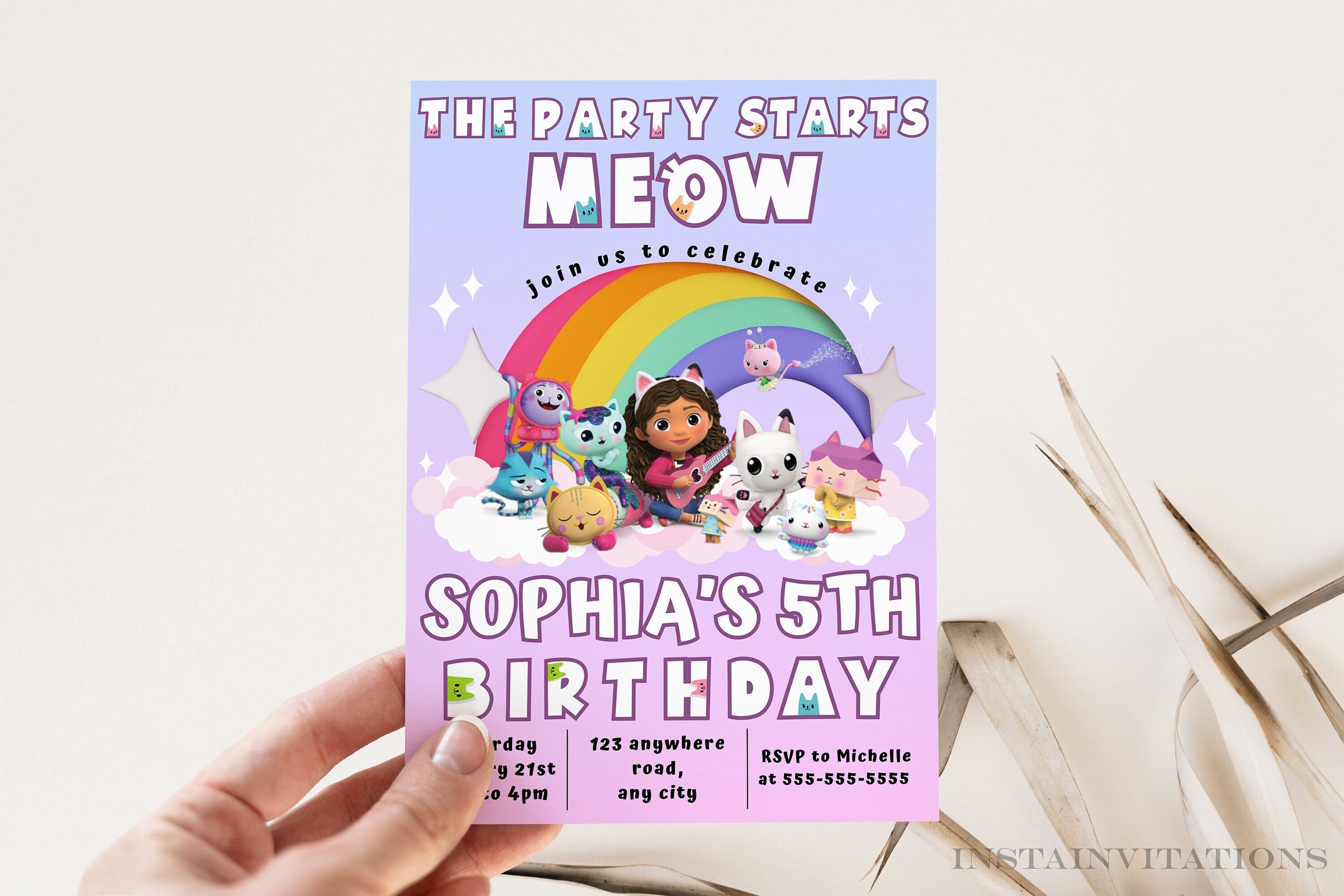 Editable Gabbys Dollhouse Birthday Invitation Template - Etsy Australia