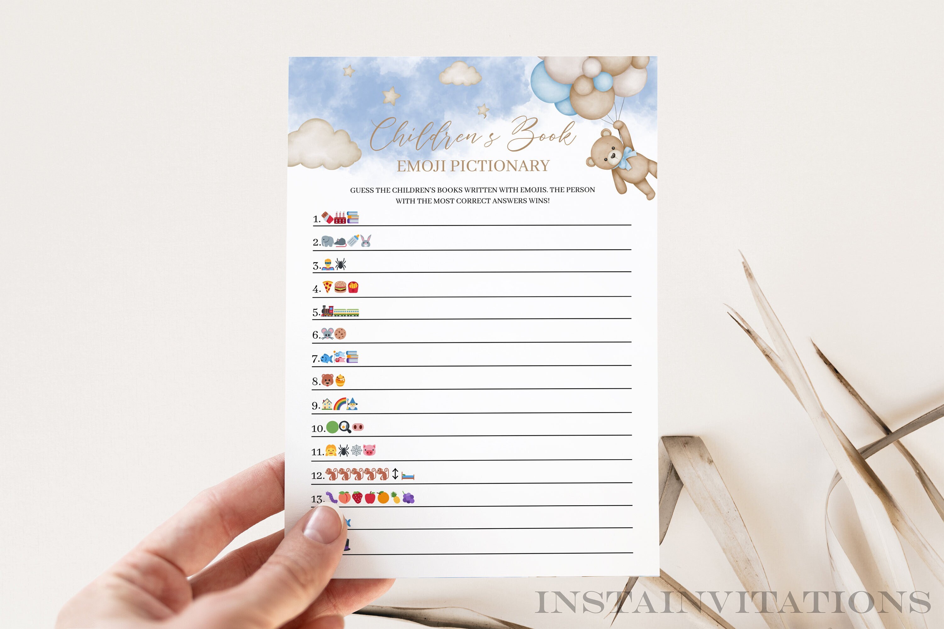Childrens Book Emoji Pictionary Baby Shower Game Teddy Bear We Can ...