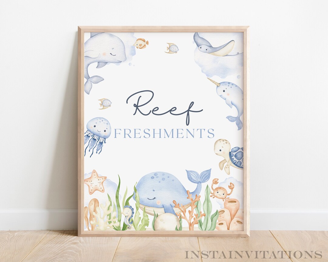 Reef Freshments Sign Under the Sea Ocean Animals Birthday Sea Birthday ...