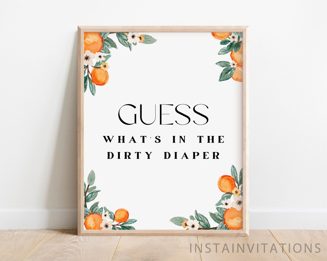 Guess What's in the Dirty Diaper Sign & Card, A Little Cutie is on the ...