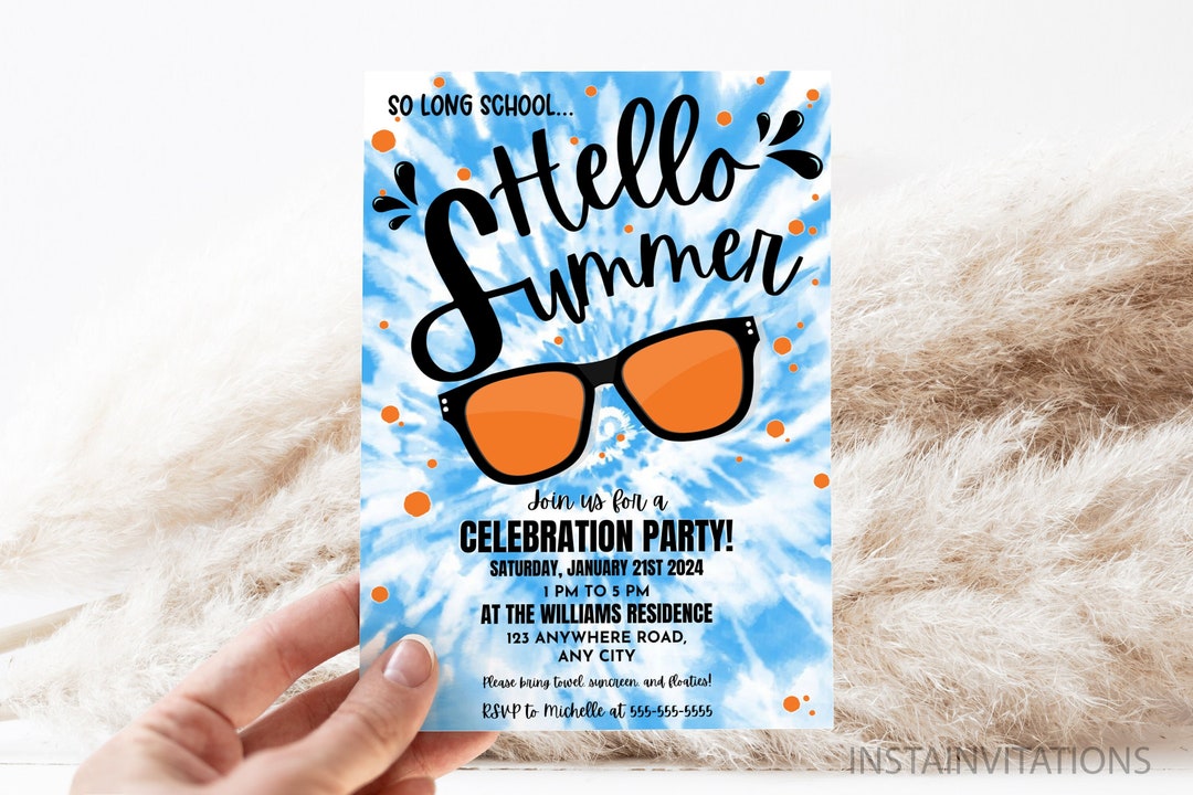 Editable End of School Party Invitation, Tie Dye so Long School ...
