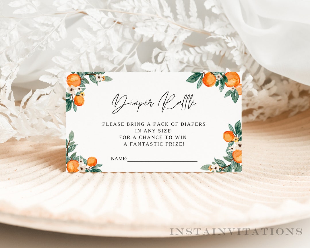 Diaper Raffle Ticket Card Insert Little Cutie is on the Way Baby Shower ...