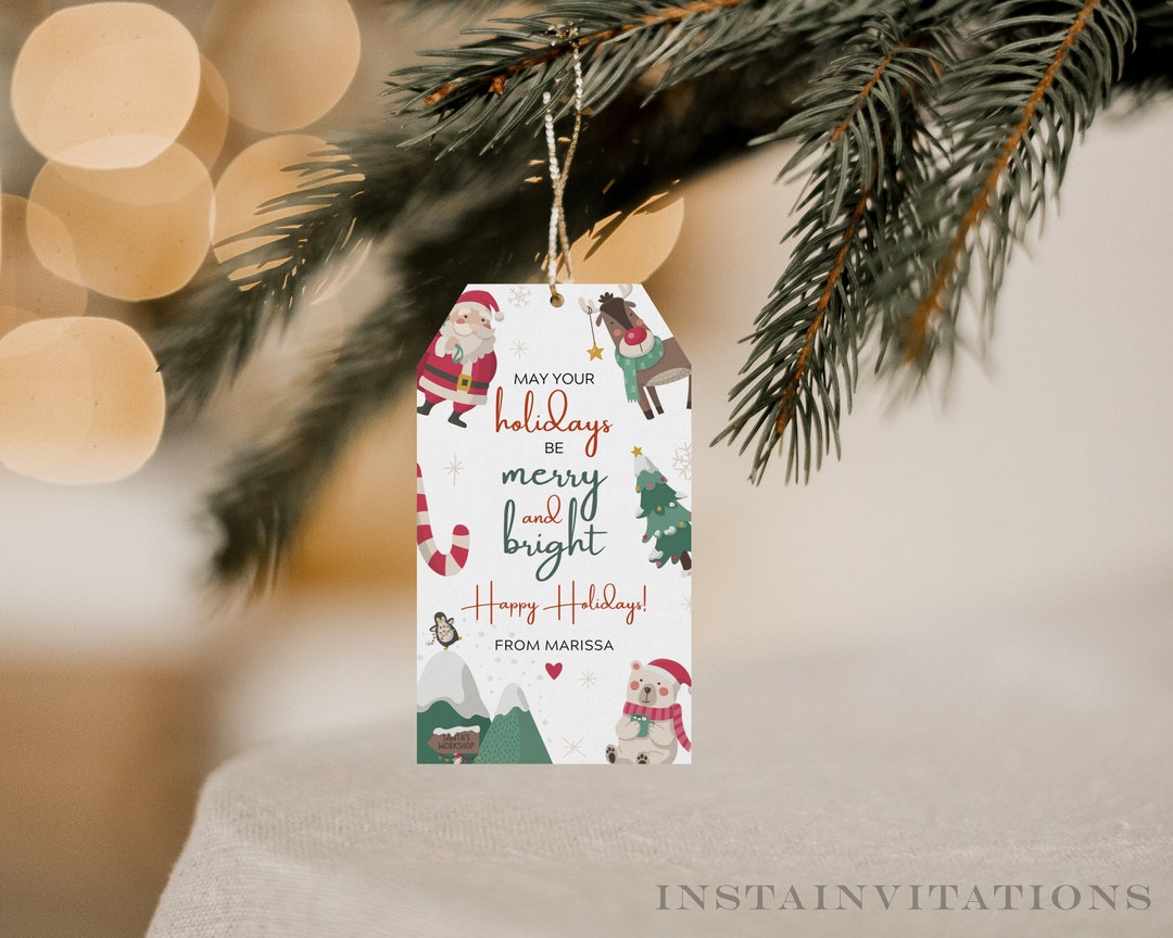 Editable Christmas Favor Tags Merry Christmas Tag Holiday Gift Tags ...