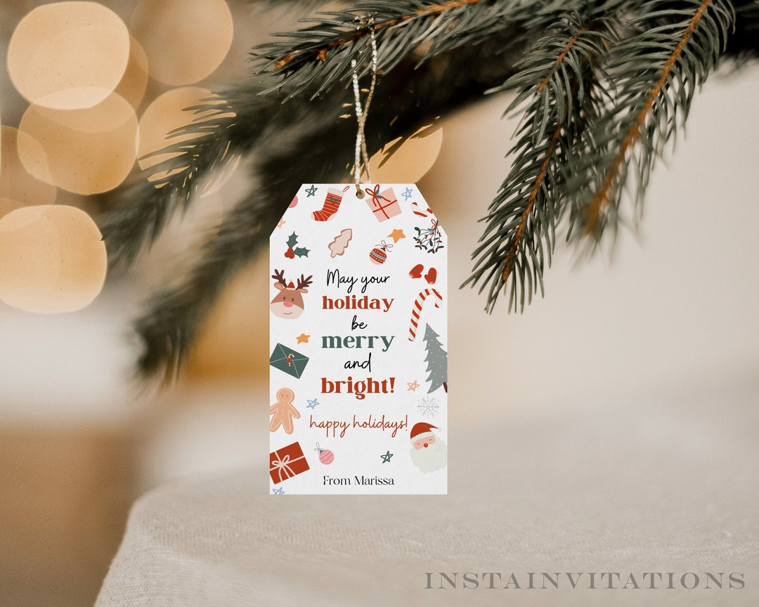 Editable Christmas Favor Tags Merry Christmas Tag Holiday Gift Tags ...