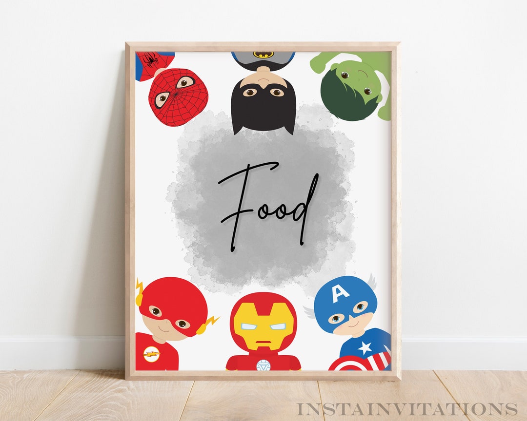 Superhero Birthday Food Sign Calling All Superheroes Printable Birthday ...